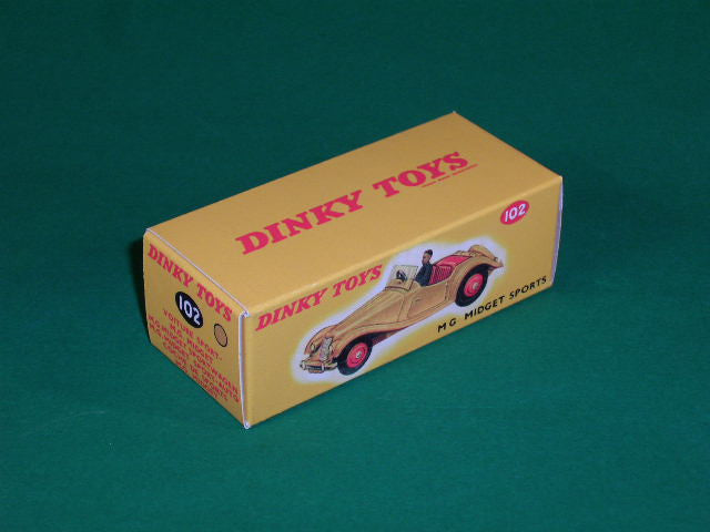 Dinky Toys #102 MG Midget (touring finish). – DRRB Reproduction Boxes