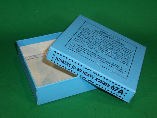 Dinky Toys # 67a Junkers JU 89 Heavy Bomber. – DRRB Reproduction Boxes